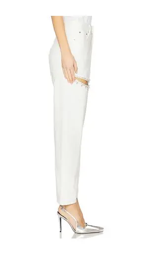 AREA Crystal Slit Jeans - White