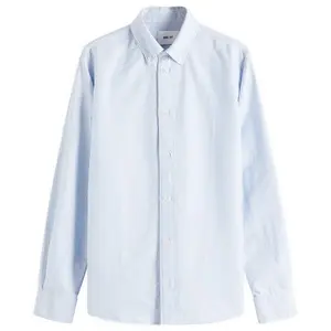 Nn07 Colby Logo Oxford Shirt - Blue Stripe