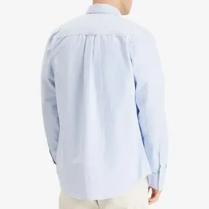 Nn07 Colby Logo Oxford Shirt - Blue Stripe