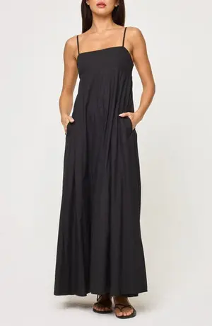 L*Space Raveena Cotton Cover-up Maxi Dress - Black