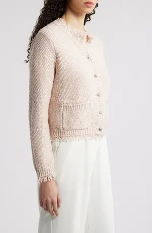 Kobi Halperin Marled Sequin Cardigan - Light Pink Multi