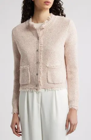 Kobi Halperin Marled Sequin Cardigan - Light Pink Multi
