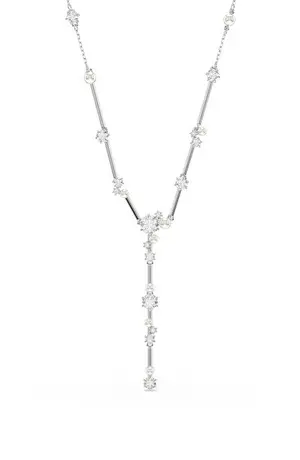 SWAROVSKI Constella Crystal & Faux Pearl Y-necklace - White Gold