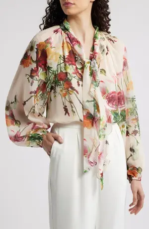 Kobi Halperin Galen Floral Tie-neck Top