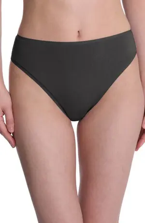 Natori Bliss Bare Cotton High Cut Briefs Coal
