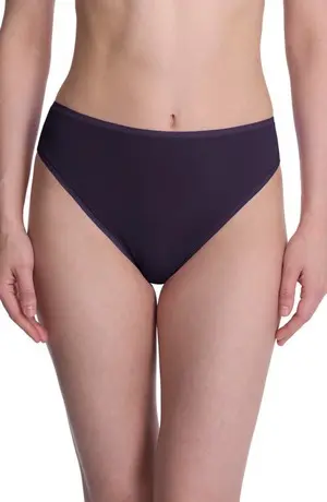 Natori Bliss Bare Cotton High Cut Briefs - Purple Dusk