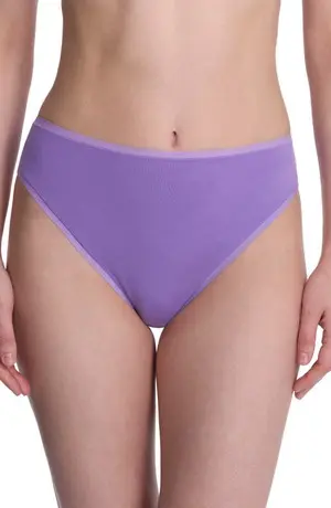 Natori Bliss Bare Cotton High Cut Briefs Violet Blue