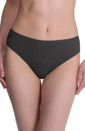 Natori Bliss Bare Stretch Cotton Thong Coal