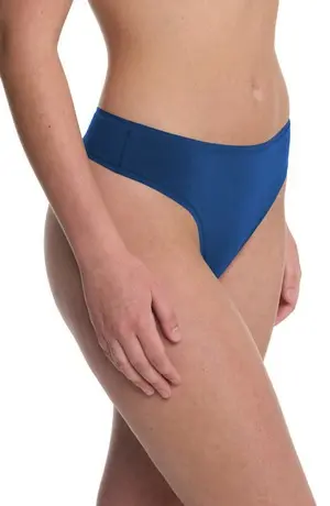 Natori Bliss Bare Stretch Cotton Thong - Dark Cobalt