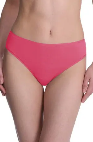 Natori Bliss Bare Stretch Cotton Thong Fuchsia Rose