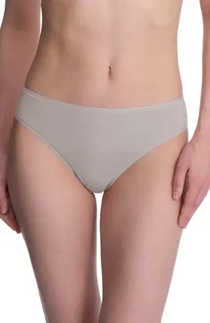 Natori Bliss Bare Stretch Cotton Thong Grey Sky