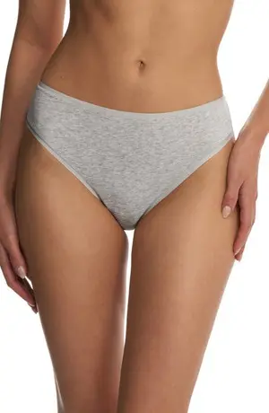 Natori Bliss Bare Stretch Cotton Thong Light Grey Heather