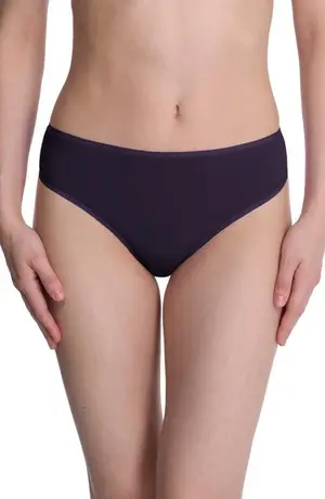 Natori Bliss Bare Stretch Cotton Thong Purple Dusk
