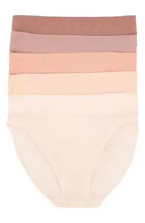 Felina 5-pack Stretch Cotton High Cut Briefs - Sun Kissed