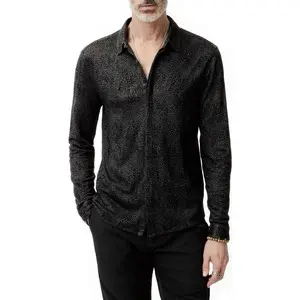 John Varvatos Carrilho Regular Fit Knit Linen Button-up Shirt - Black