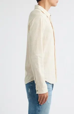 John Varvatos Carrilho Regular Fit Knit Linen Button-up Shirt