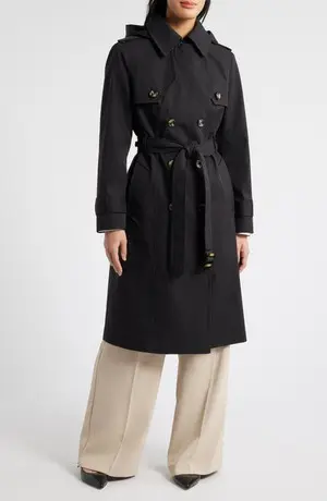 London Fog Double-breasted Trench Coat - Black