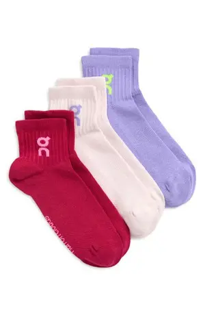 On Logo 3-pack Socks - Orchid/comet