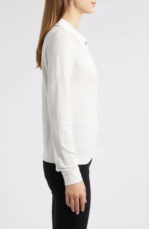 FRAME The Snap Long Sleeve Linen Blend Henley