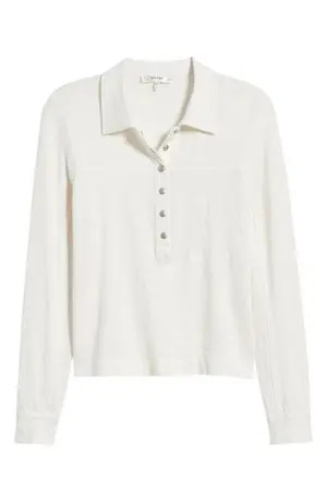 FRAME The Snap Long Sleeve Linen Blend Henley