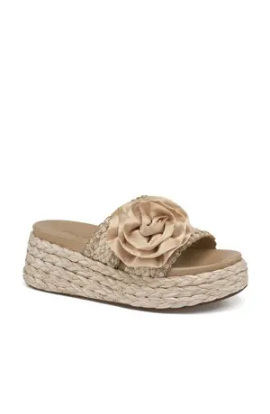J/SLIDES NYC Bree Raffia Platform Wedge Sandals