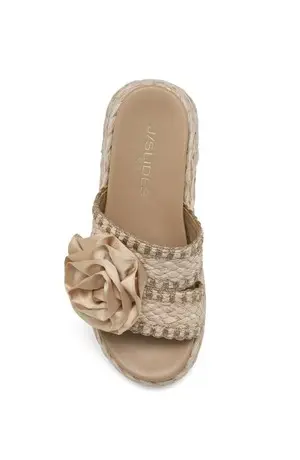 J/SLIDES NYC Bree Raffia Platform Wedge Sandals