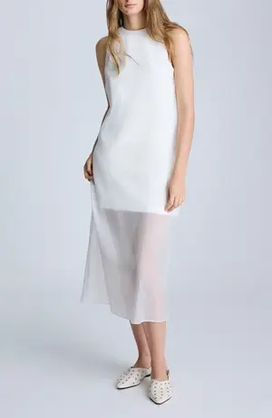 White Sheer Overlay Dresses