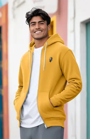 DALIX Lightning Bolt Zip Hoodie - Gold