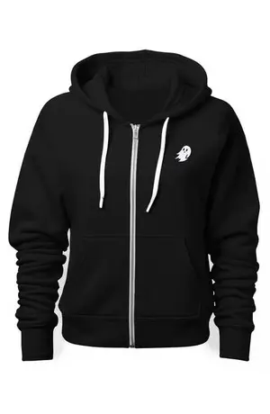 DALIX Embroidered Zip-up Hoodie - Black
