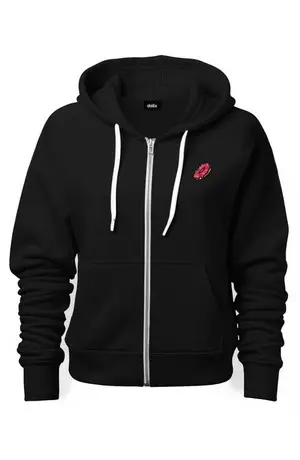 DALIX Donut Embroidered Full Zip Hoodie - Black