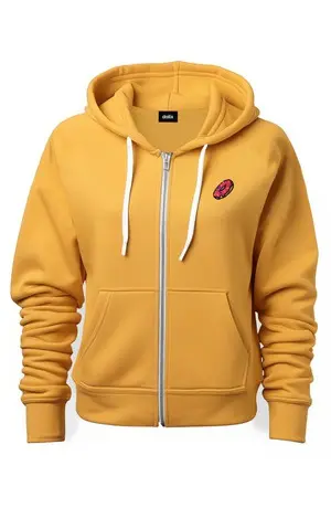 DALIX Donut Embroidered Full Zip Hoodie - Gold