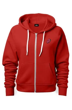 DALIX Donut Embroidered Full Zip Hoodie - Red