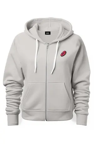 DALIX Donut Embroidered Full Zip Hoodie - Silver
