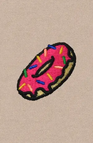 DALIX Donut Embroidered Full Zip Hoodie - Tan