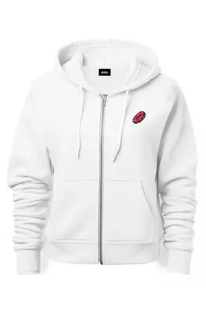 DALIX Donut Embroidered Full Zip Hoodie - White