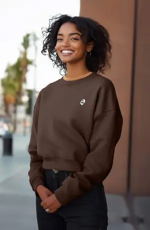 DALIX Spook-a-latte Relaxed Fleece Sweatshirt - Brown