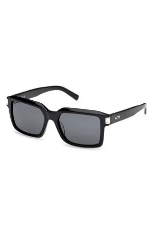 Mcm 54mm Polarized Square Sunglasses - Shiny Black / Smoke