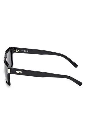 Mcm 54mm Polarized Square Sunglasses - Shiny Black / Smoke