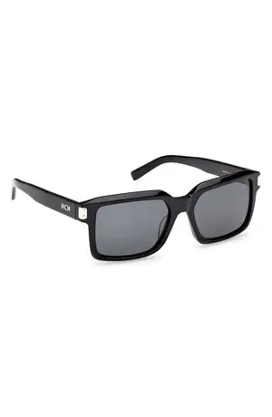 Mcm 54mm Polarized Square Sunglasses - Shiny Black / Smoke