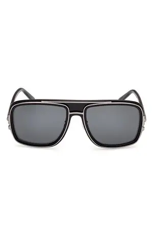 Mcm 57mm Navigator Sunglasses - Shiny Black / Smoke