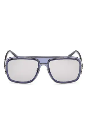 Mcm 57mm Navigator Sunglasses - Shiny Blue / Smoke