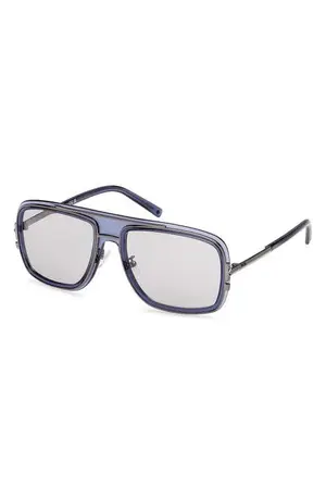 Mcm 57mm Navigator Sunglasses - Shiny Blue / Smoke