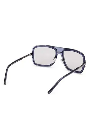 Mcm 57mm Navigator Sunglasses - Shiny Blue / Smoke