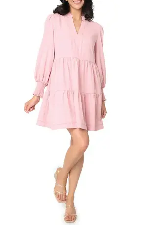GIBSONLOOK Long Sleeve Minidress - Rose