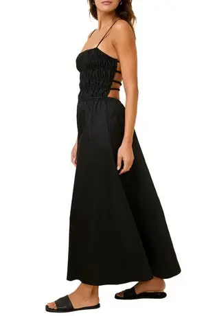 Solid & Striped The Delta Smocked Cotton Maxi Sundress - Blackout