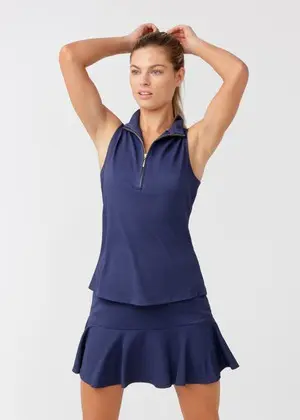 CABANA LIFE Pique Flounce Skort - Navy