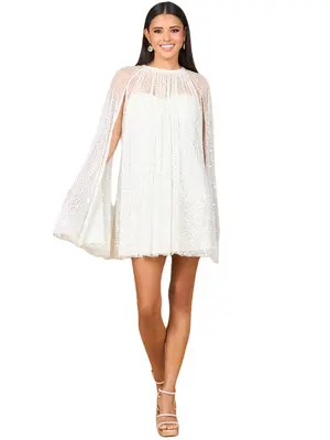 LARA NEW YORK Beaded Cape Dress