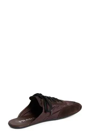 Prada Collapse Lace-up Sneaker Mule - Caffe