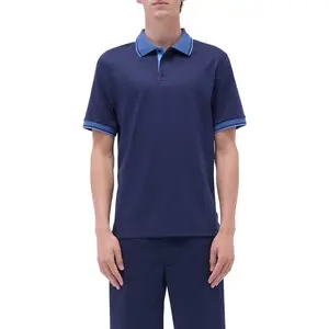 Bugatchi Tipped Pima Cotton Piqué Polo Navy