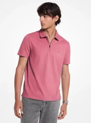 Michael Kors Cotton Blend Piqué Zip-up Polo Shirt In Size By